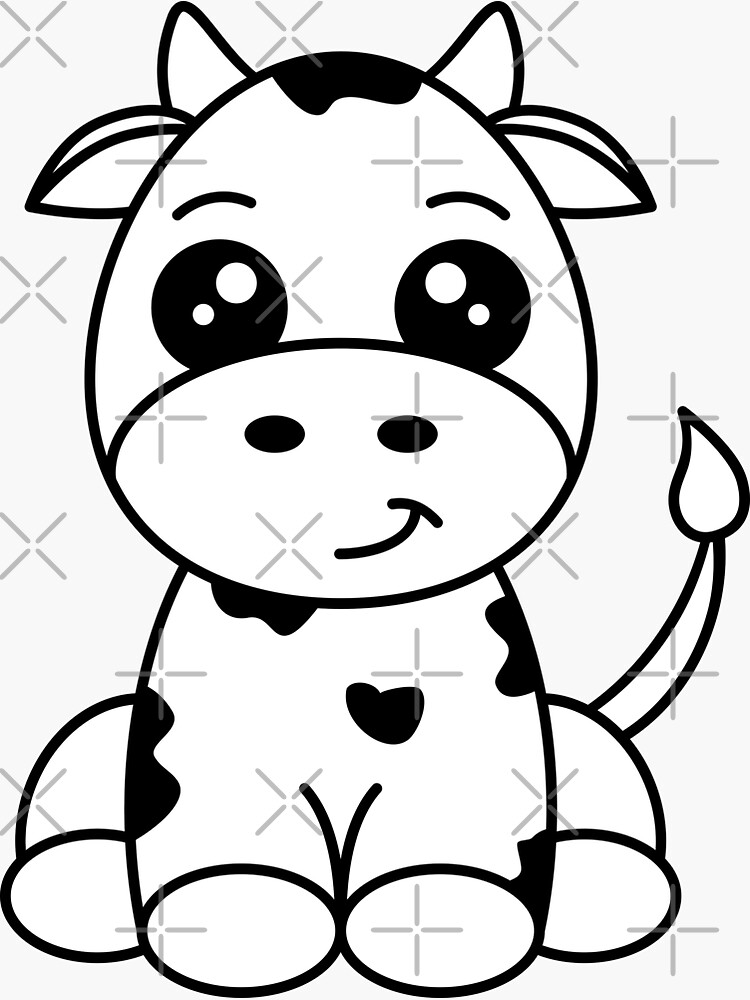 "Vacas kawaii. Cute black and white cow. " Sticker for Sale by ...