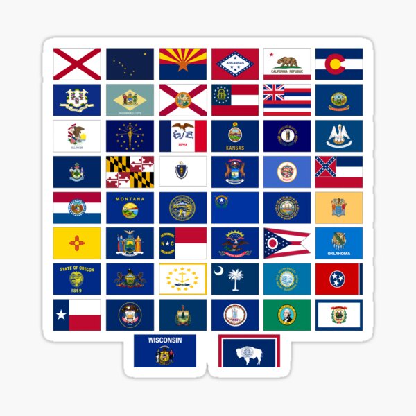 "Flags of the U.S. states, American Patriotic Gift" Sticker for Sale by ...
