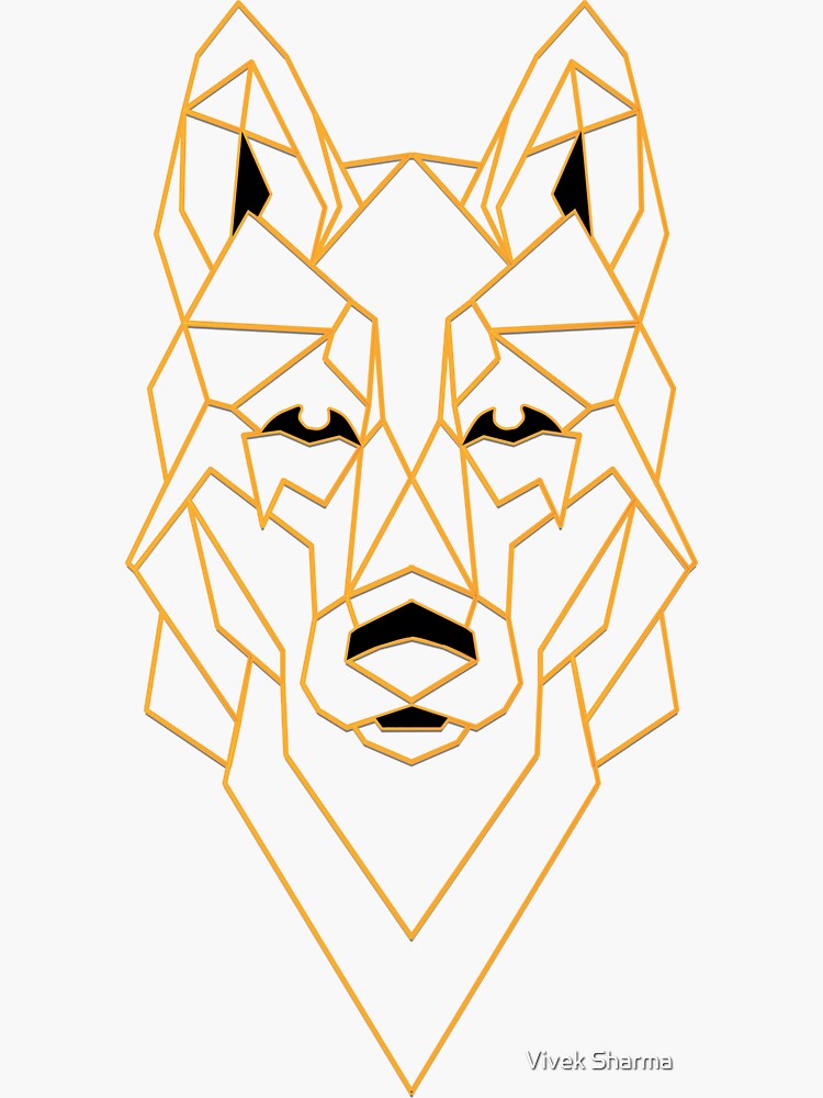 "Minimalist Wolf Mesh Tattoo Design Template" Sticker by thecolor ...