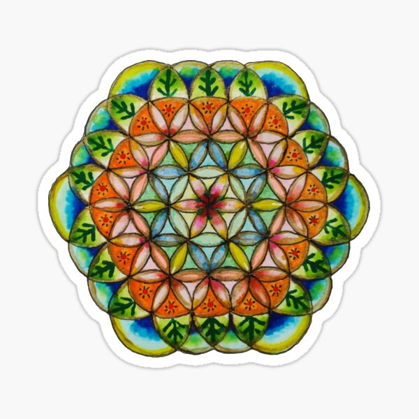 "Hand Painted Flower Of Life - Harmony " Sticker by shashira | Redbubble