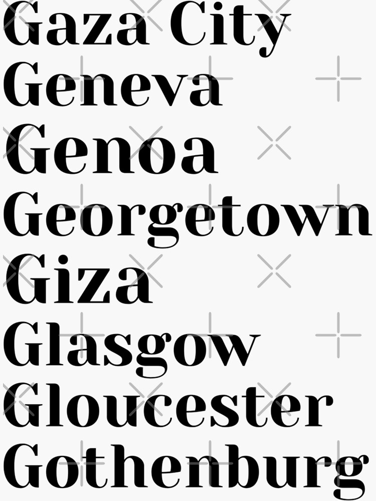 "Great Cities starting with the letter, G" Sticker for Sale by ...