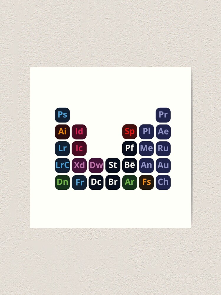 "Periodic Table of the Elements - Adobe Programs" Art Print for Sale by ...