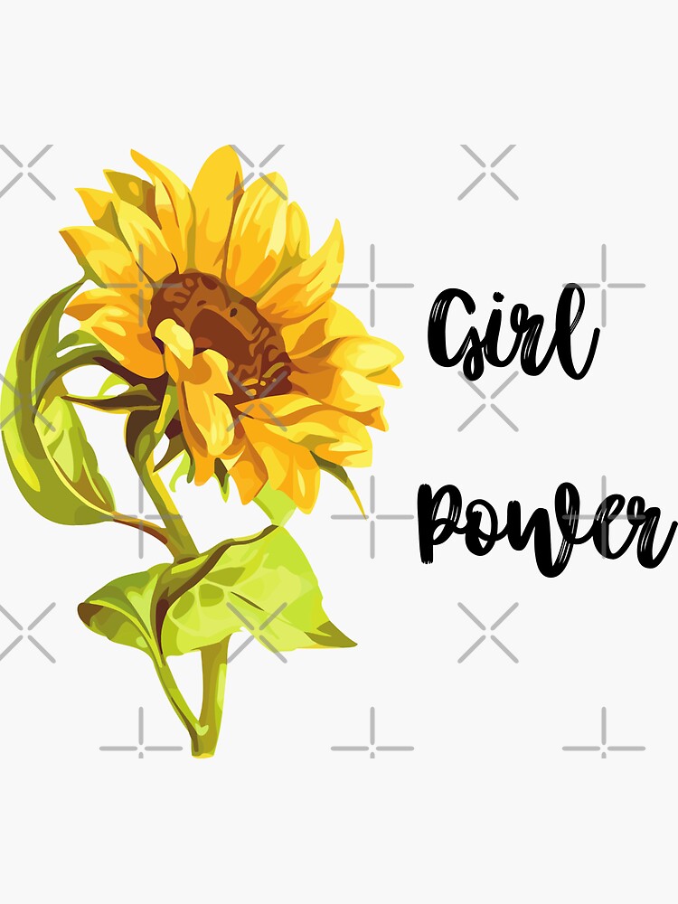 "Girl Power Yellow Sunflower Aesthetic Graphic Gift For Her" Sticker by ...
