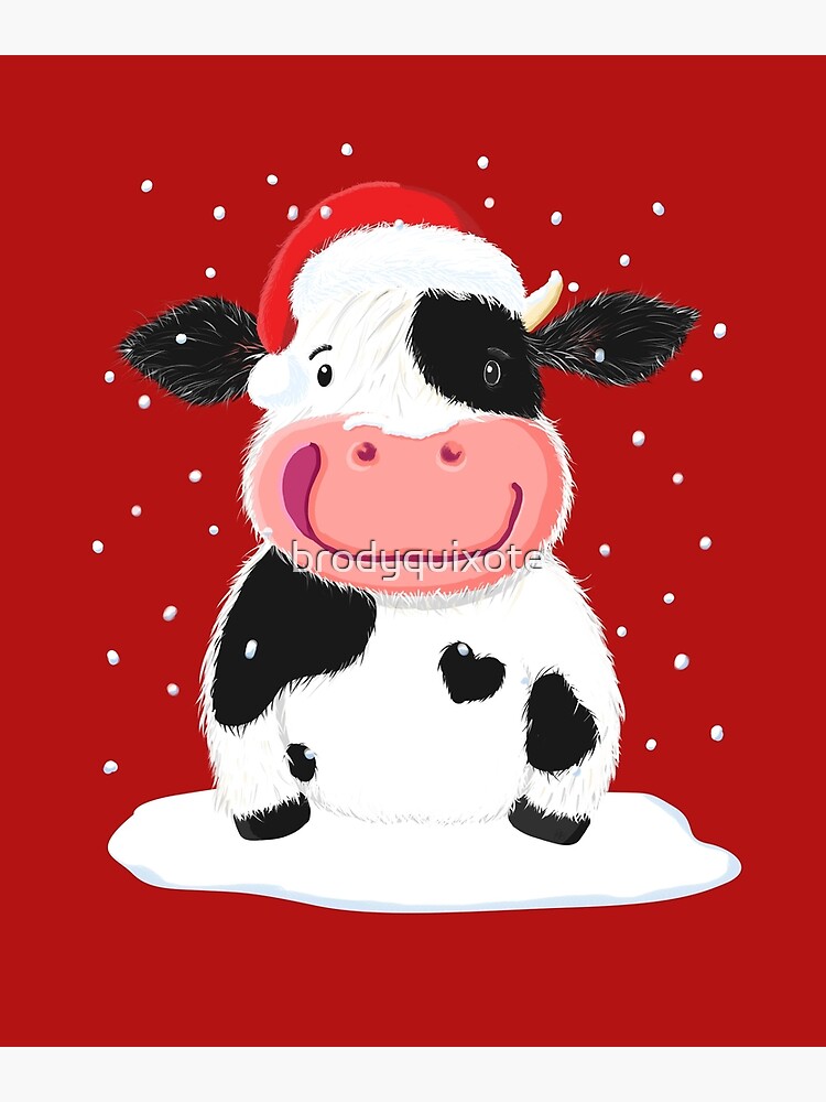 "Happy Holstein Cow In The Christmas Snow" Poster for Sale by ...