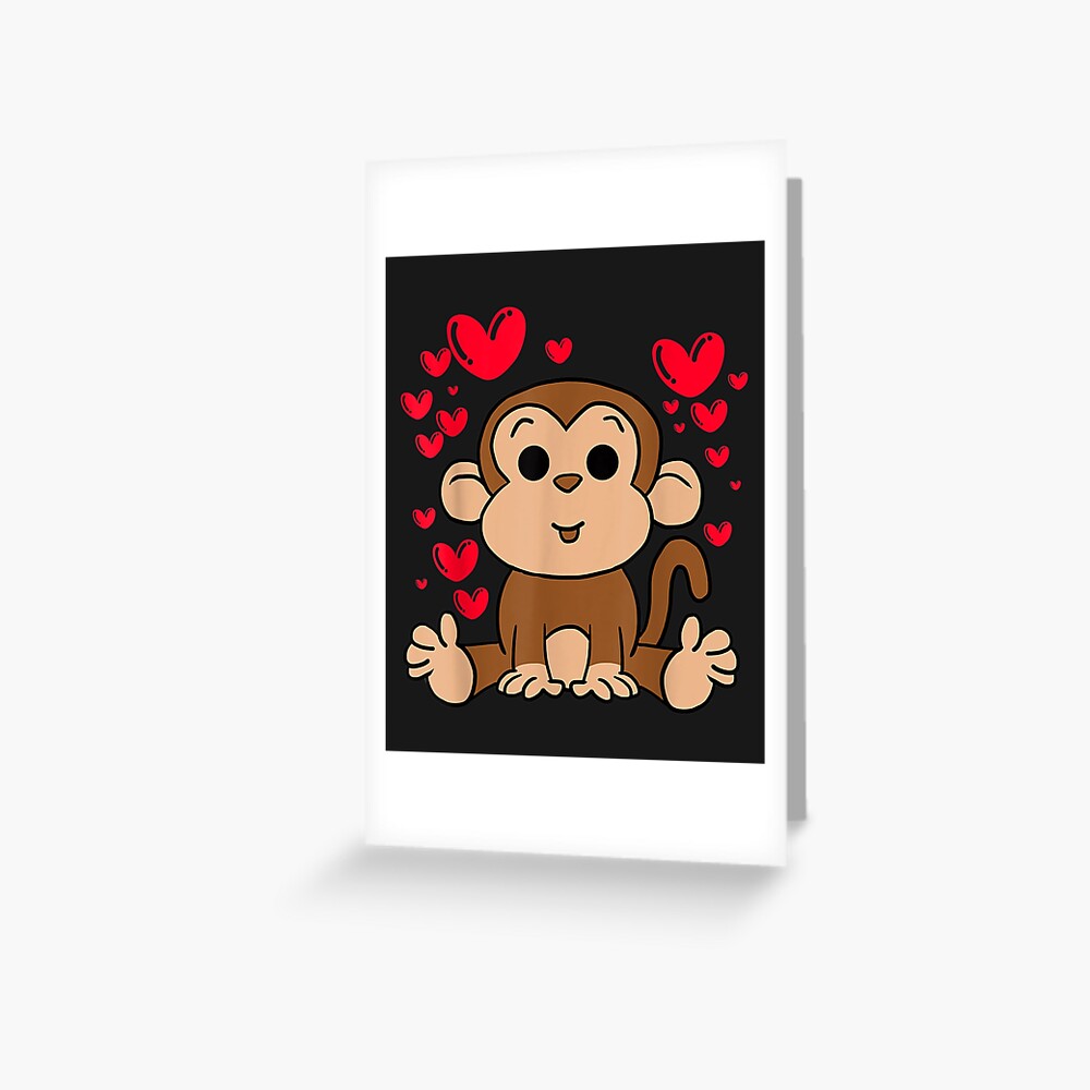 "Monkey Love Valentines Day Cute Hearts Romantic Animals " Greeting ...