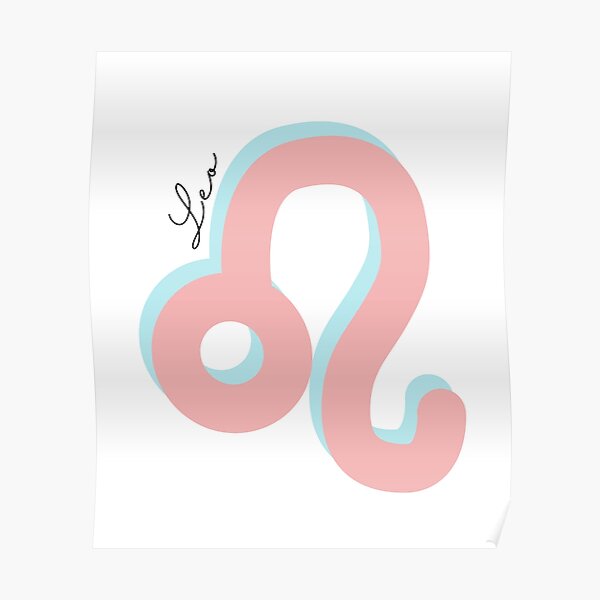 "Minimalist Leo Zodiac sign pastel pink and teal colors with black ...