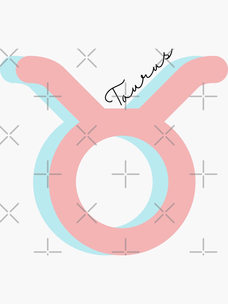 "Minimalist Taurus Zodiac sign pastel pink and teal colors with black ...