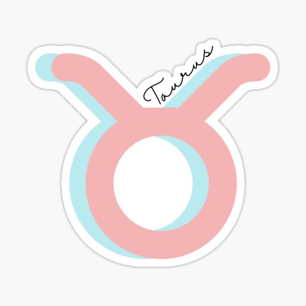 "Minimalist Taurus Zodiac sign pastel pink and teal colors with black ...
