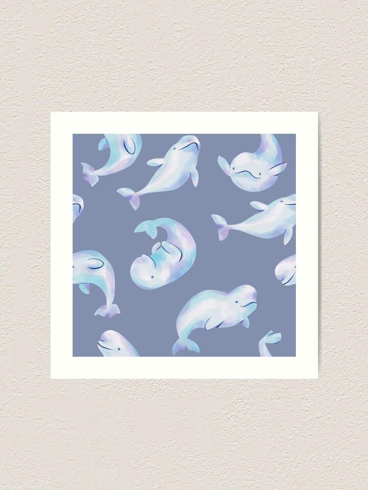 "Arctic Grey Beluga Whale Swimming Pack" Art Print for Sale by ...
