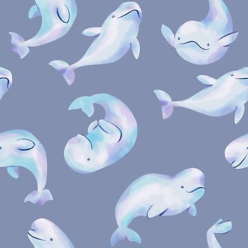 "Arctic Grey Beluga Whale Swimming Pack" Art Print for Sale by ...