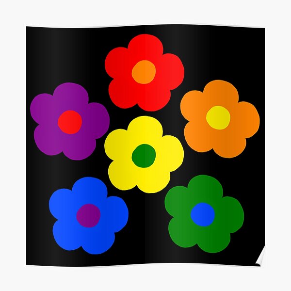 Póster «Babero Flor de Babero Flores en colores Pride sobre negro» de ...