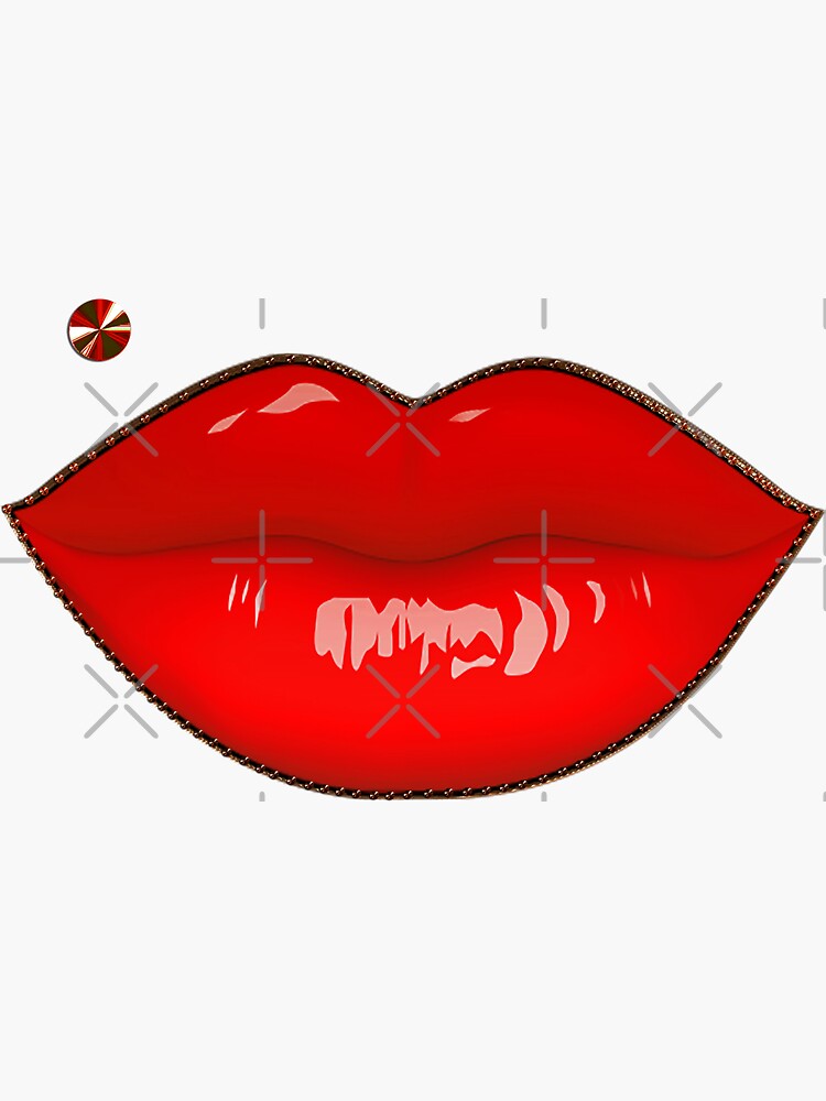 Pegatina «labios rojos lápiz labial maquillaje de alto brillo beso boca ...