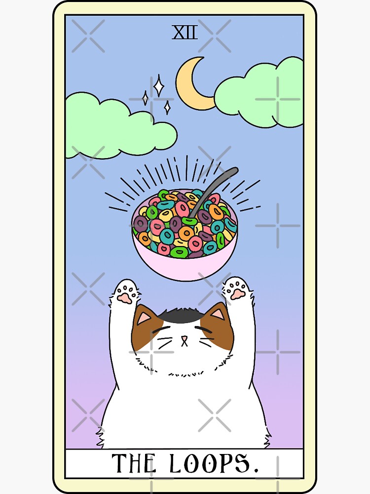 "Fruit Loops Cat Tarot Card" Sticker for Sale by TastyBurger12 | Redbubble