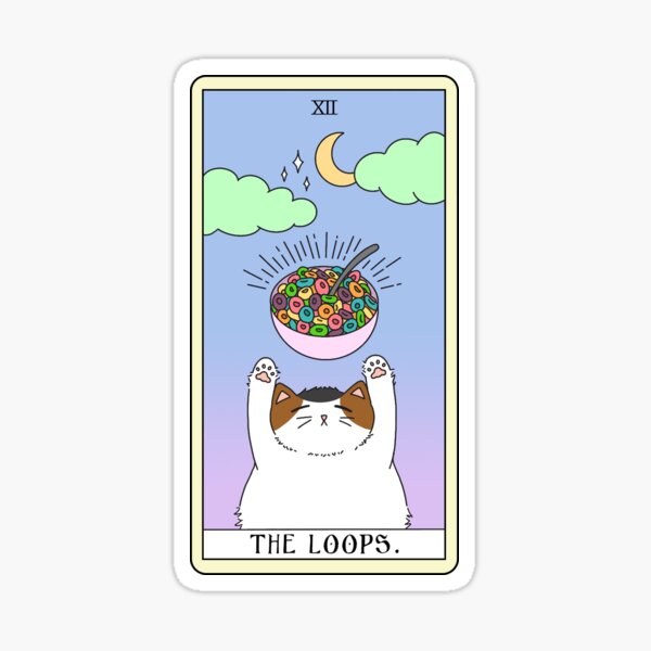 "Fruit Loops Cat Tarot Card" Sticker for Sale by TastyBurger12 | Redbubble
