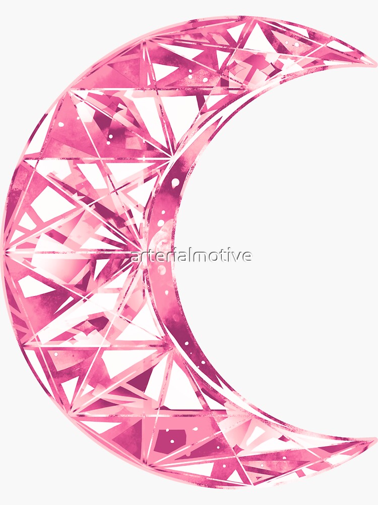 "Pretty Pink Crescent Moon Crystal" Sticker for Sale by arterialmotive ...