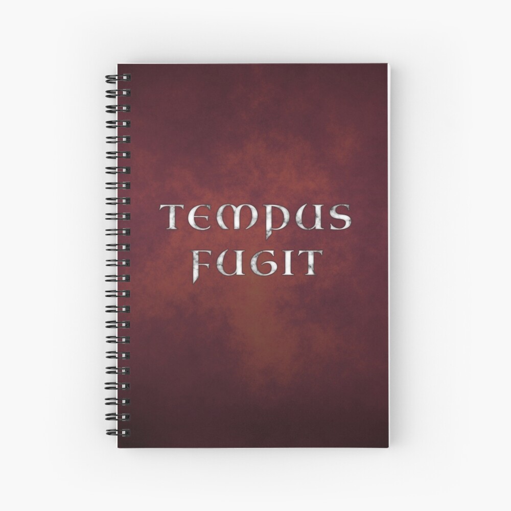 "Tempus Fugit, Roman Latin Motto - Marble over Blood Red Leather ...
