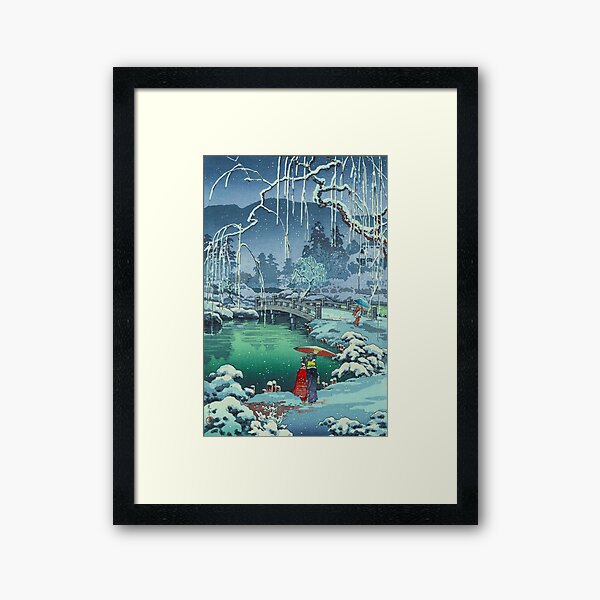 "Japanese Woodblock Print Ukiyo-e - "Spring Snow at Maruyama, Kyoto" by Tsuchiya Koitsu" Framed ...