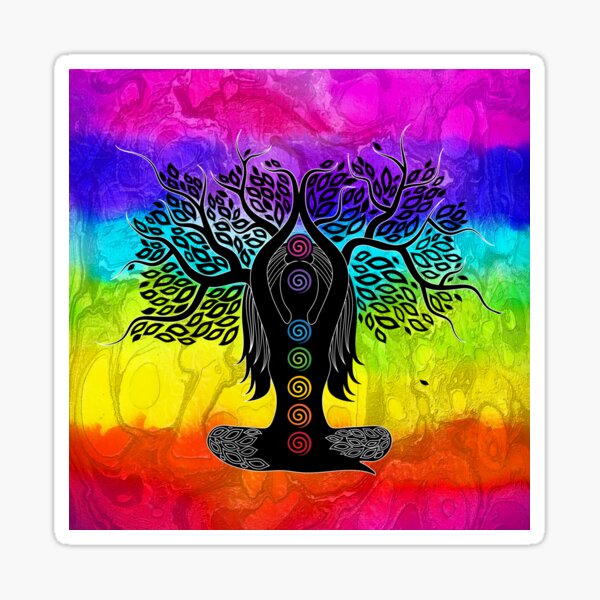 "Chakra Lady Tree - 60 Chakra BG" Sticker for Sale by chakraplaza ...