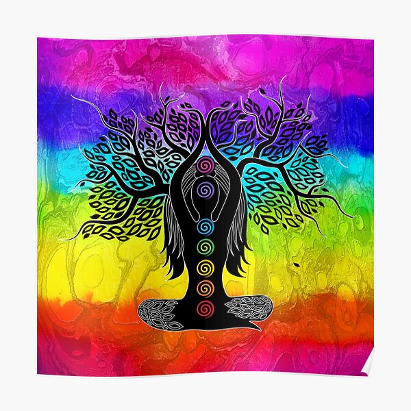 "Chakra Lady Tree - 60 Chakra BG" Poster for Sale by chakraplaza ...