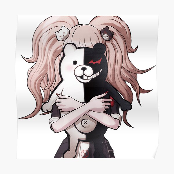 "Junko Enoshima Holding Monokuma" Poster for Sale by DennyG1998 | Redbubble