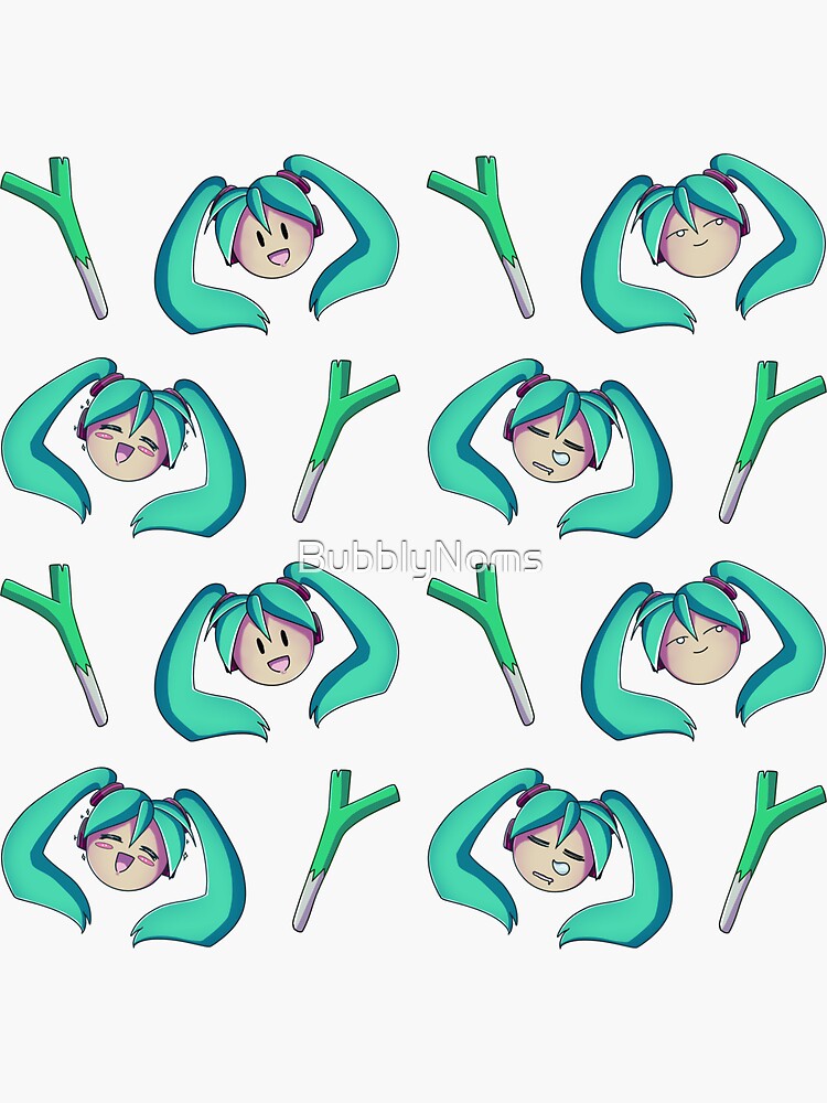"Hatsune Miku Leeks Pattern" Sticker for Sale by BubblyNoms | Redbubble