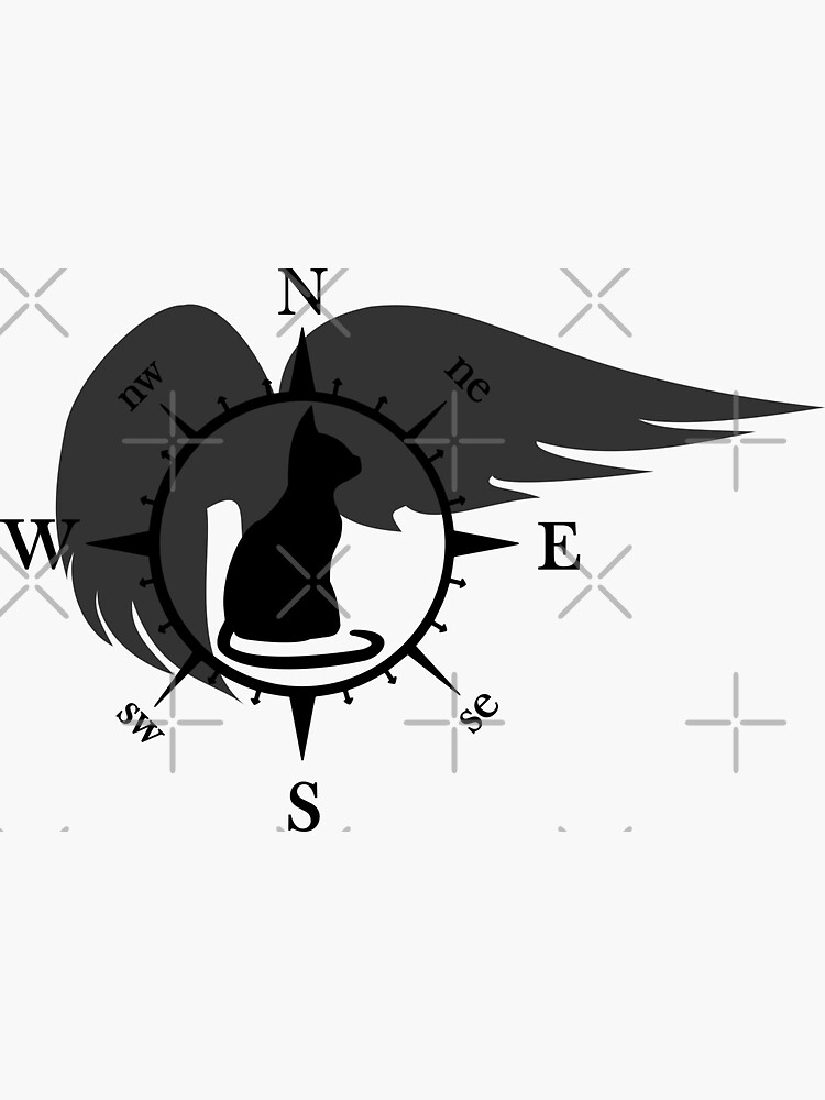 "Winged Cat Compass" Sticker for Sale by depicg | Redbubble