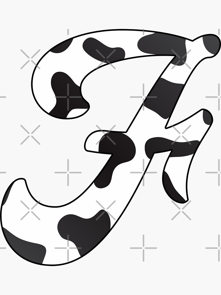 "Cow F Print alphabet Transparent Letter Sticker." Sticker for Sale by ...