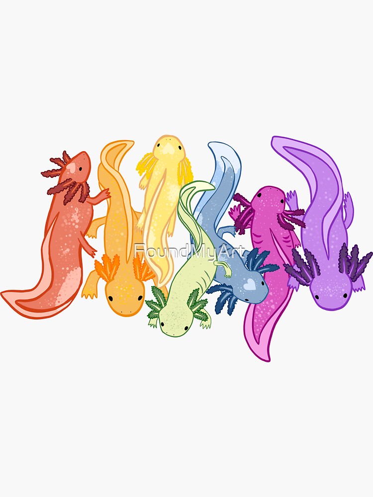 "Rainbow Axolotls" Sticker for Sale by FoundMyArt | Redbubble