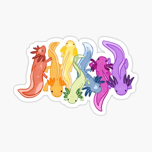 "Rainbow Axolotls" Sticker for Sale by FoundMyArt | Redbubble