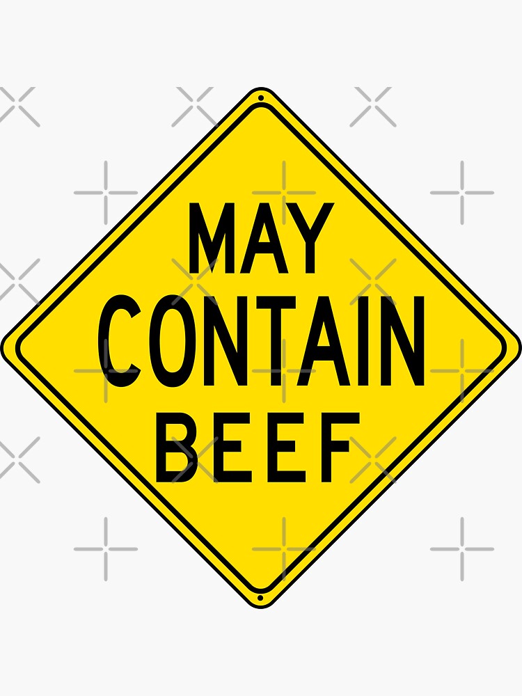 "Caution - May Contain Beef" Sticker by JasKei-Designs | Redbubble