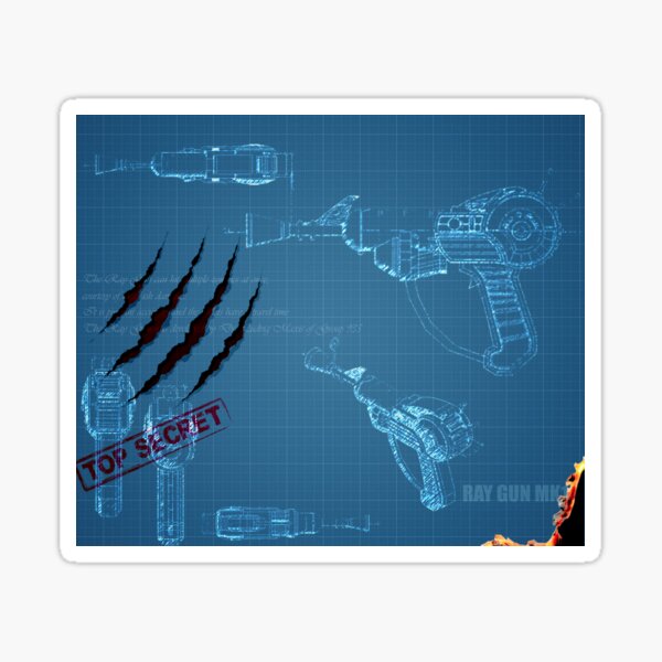"Ray Gun Blueprint" Sticker for Sale by Moethlete | Redbubble
