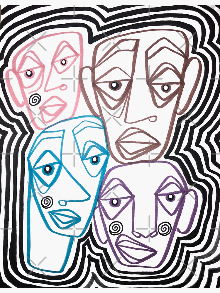 "4 Faces" Sticker for Sale by msj12 | Redbubble