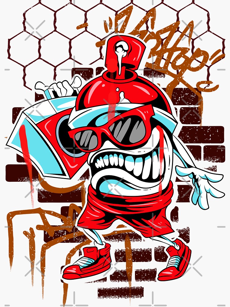 "Graffiti Art Spray Paint Urban Hip Hop Music Lover" Sticker by ...