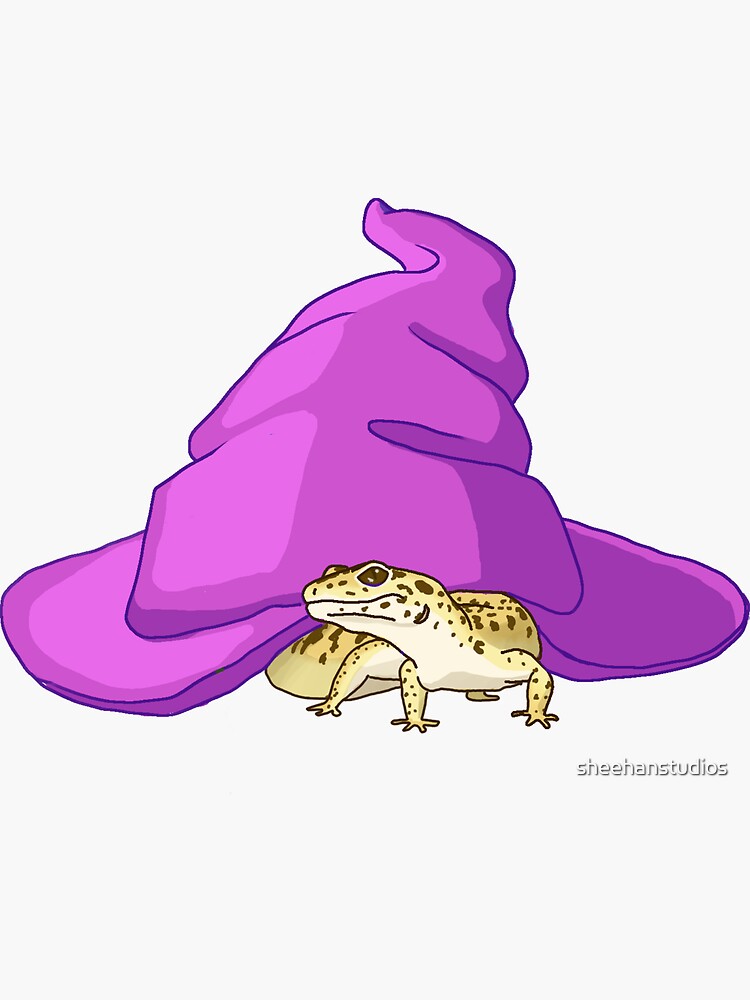"Leopard Gecko Witch Familiar- Frog and Witch Hat" Sticker by ...