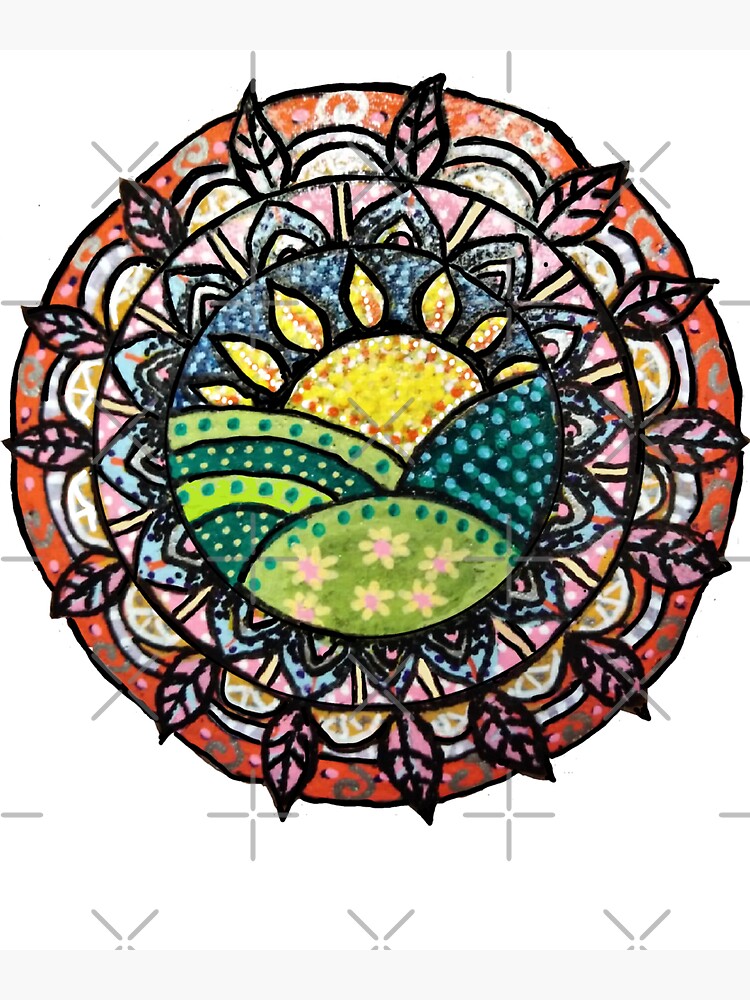 "LowEndGraphics Welsh hills sunshine and flowers patterns" Sticker by ...