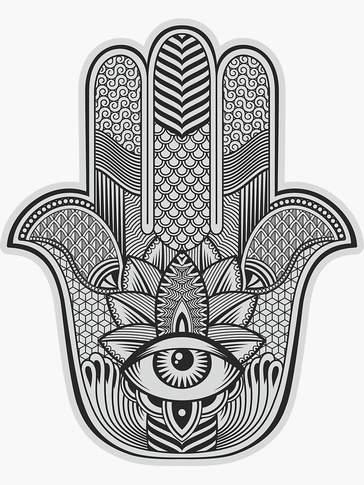 "Geometric Hamsa - Black background" Sticker for Sale by renatokolberg ...