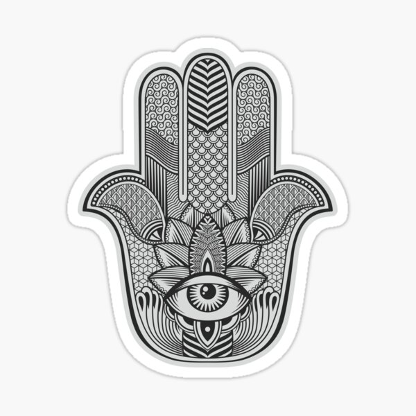 "Geometric Hamsa - Black background" Sticker for Sale by renatokolberg ...