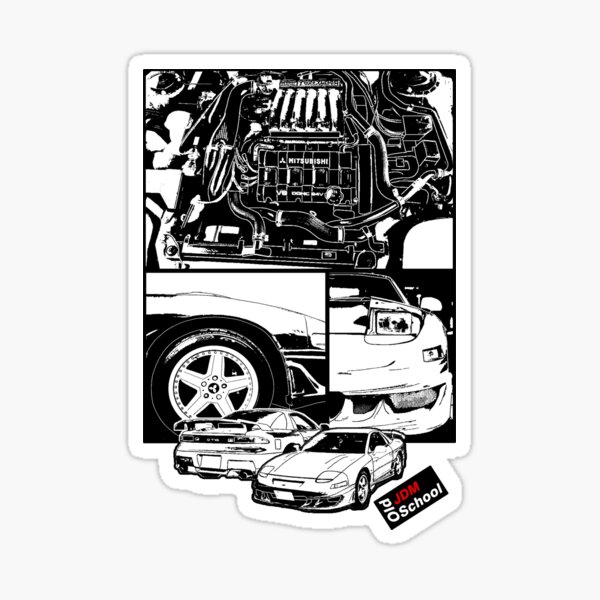 "3000GT [Black and White+]" Sticker for Sale by oldschooljdm | Redbubble