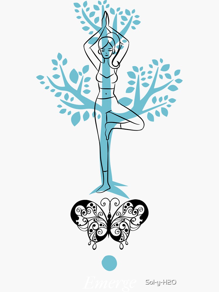 "Emerge: Tree Pose no3" Sticker for Sale by Sol-y-H2O | Redbubble