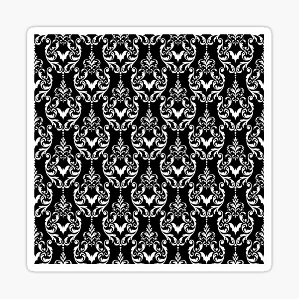 "Spooky Black and Ghost White Halloween Bat Damask Motif Pattern ...