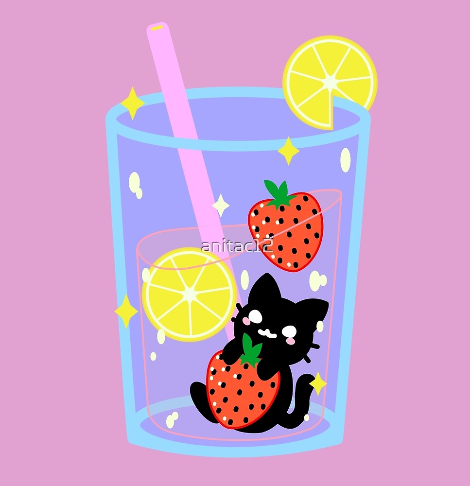 "Strawberry lemonade cat" by anitac12 | Redbubble
