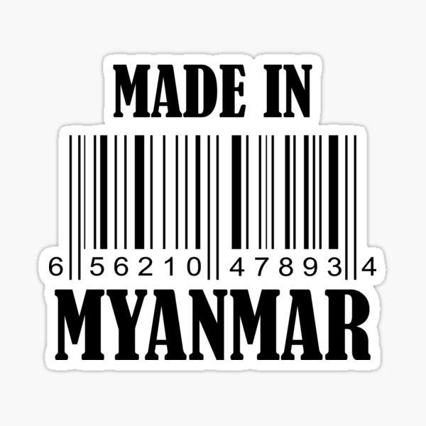 "Made in Myanmar Barcode in Black" Sticker for Sale by marbido91 ...