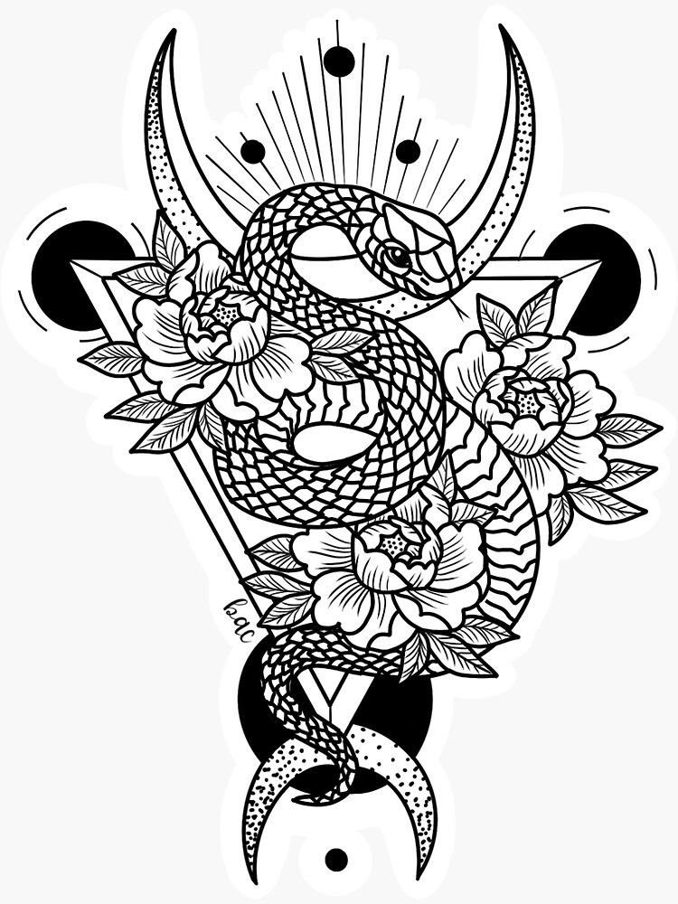 "Geometric Snake (Outlined)" Sticker for Sale by britttcrowe | Redbubble