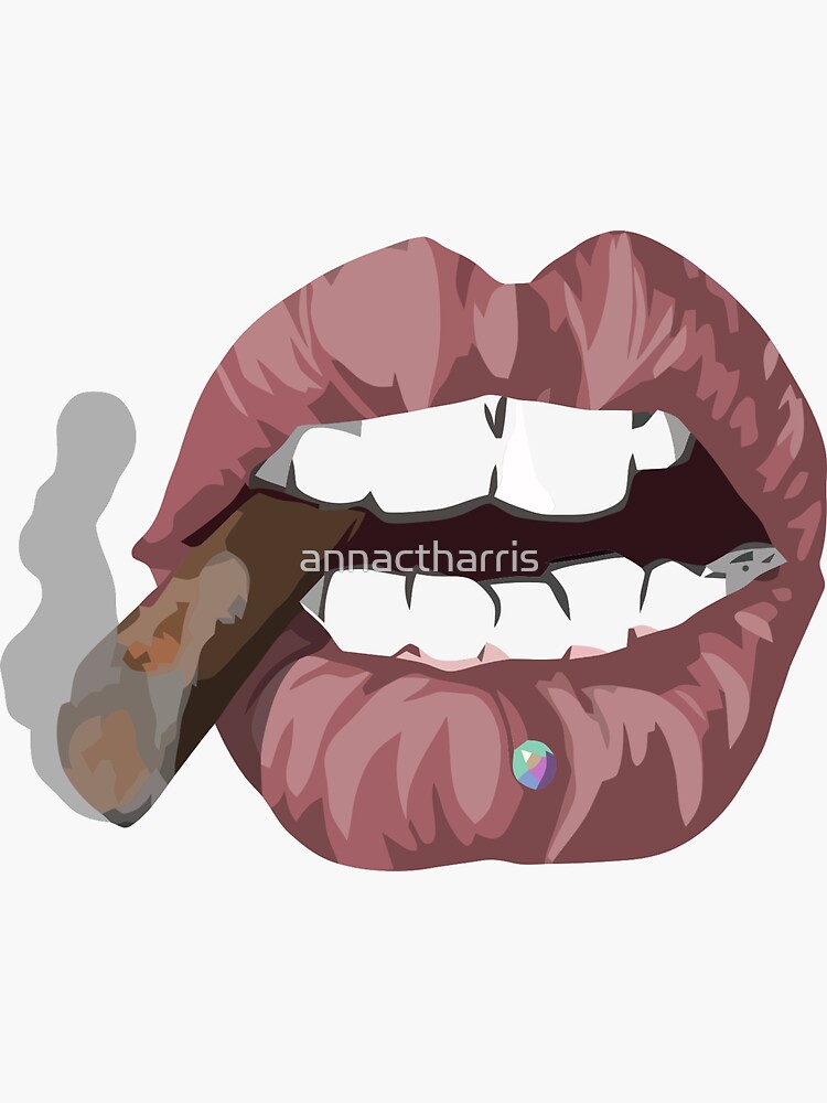 "Puffy Lips Toking a Tiny Blunt" Sticker for Sale by annactharris ...