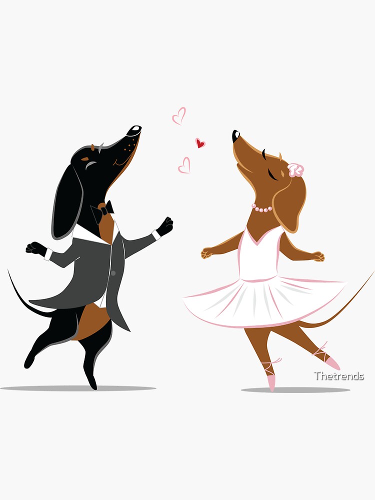"Dachshund couple dancing " Sticker for Sale by Thetrends | Redbubble