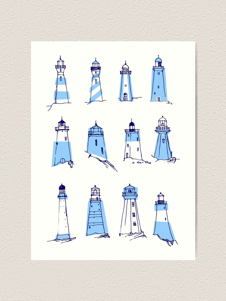 "Sea lighthouses. Blue color." Art Print for Sale by Sarema | Redbubble