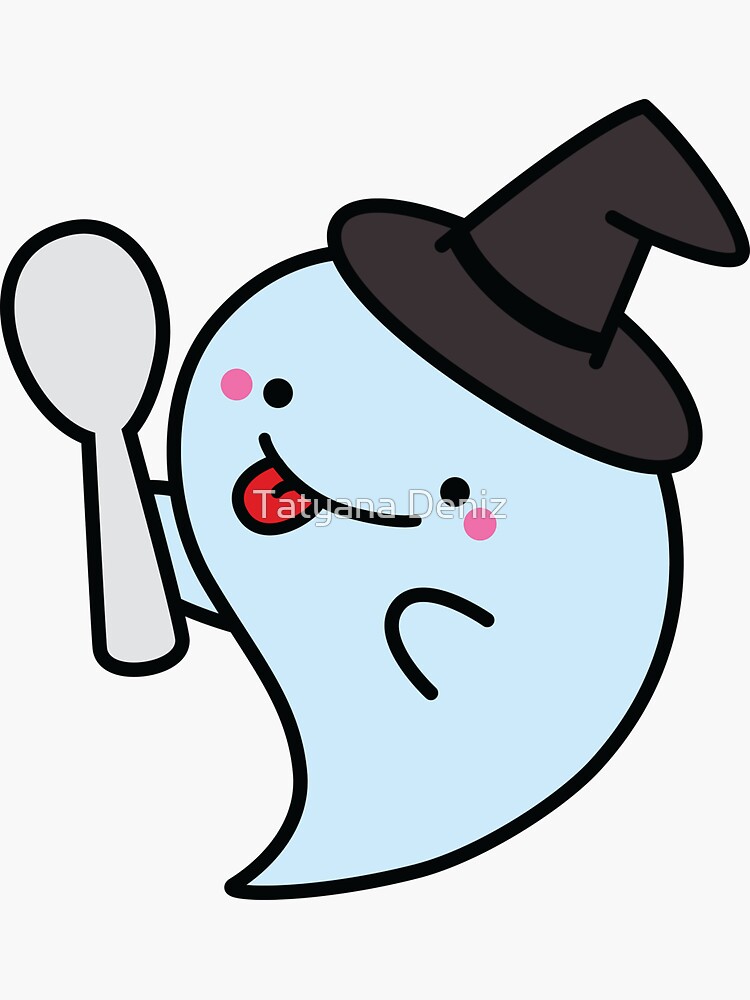 "Cute spooky ghost with spoon by Tatyana Deniz" Sticker for Sale by ...