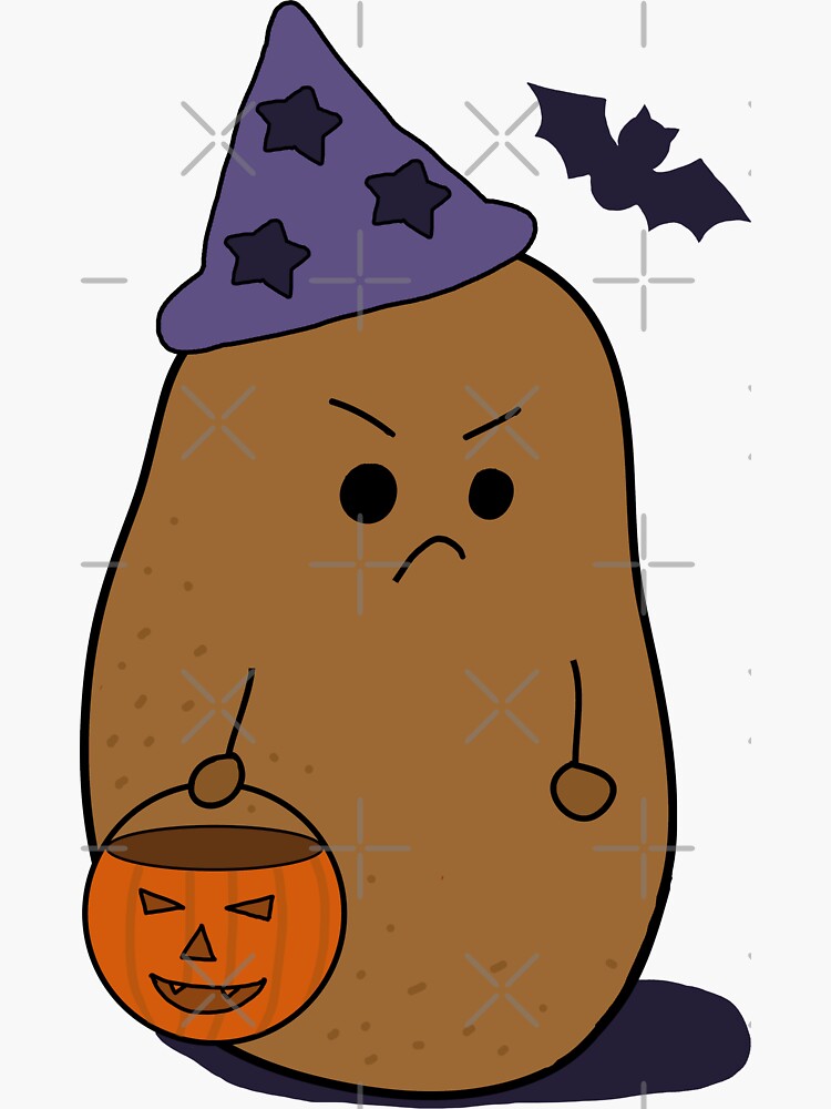 "Halloween Grumpy Potato Wizard" Sticker by GrimButterfly | Redbubble