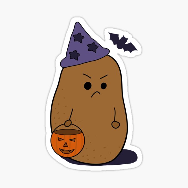 "Halloween Grumpy Potato Wizard" Sticker by GrimButterfly | Redbubble