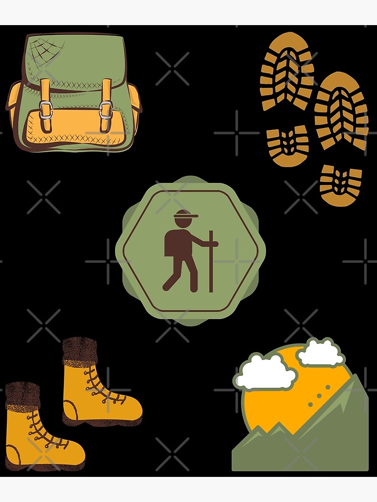 "Cute Hiking BackPacker Camp Sticker Pack" Poster for Sale by ...
